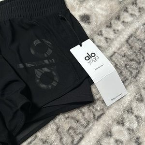 ALO Yoga | Shorts | Alo Yoga Black Ambience Mesh Overlay Shorts | Poshmark